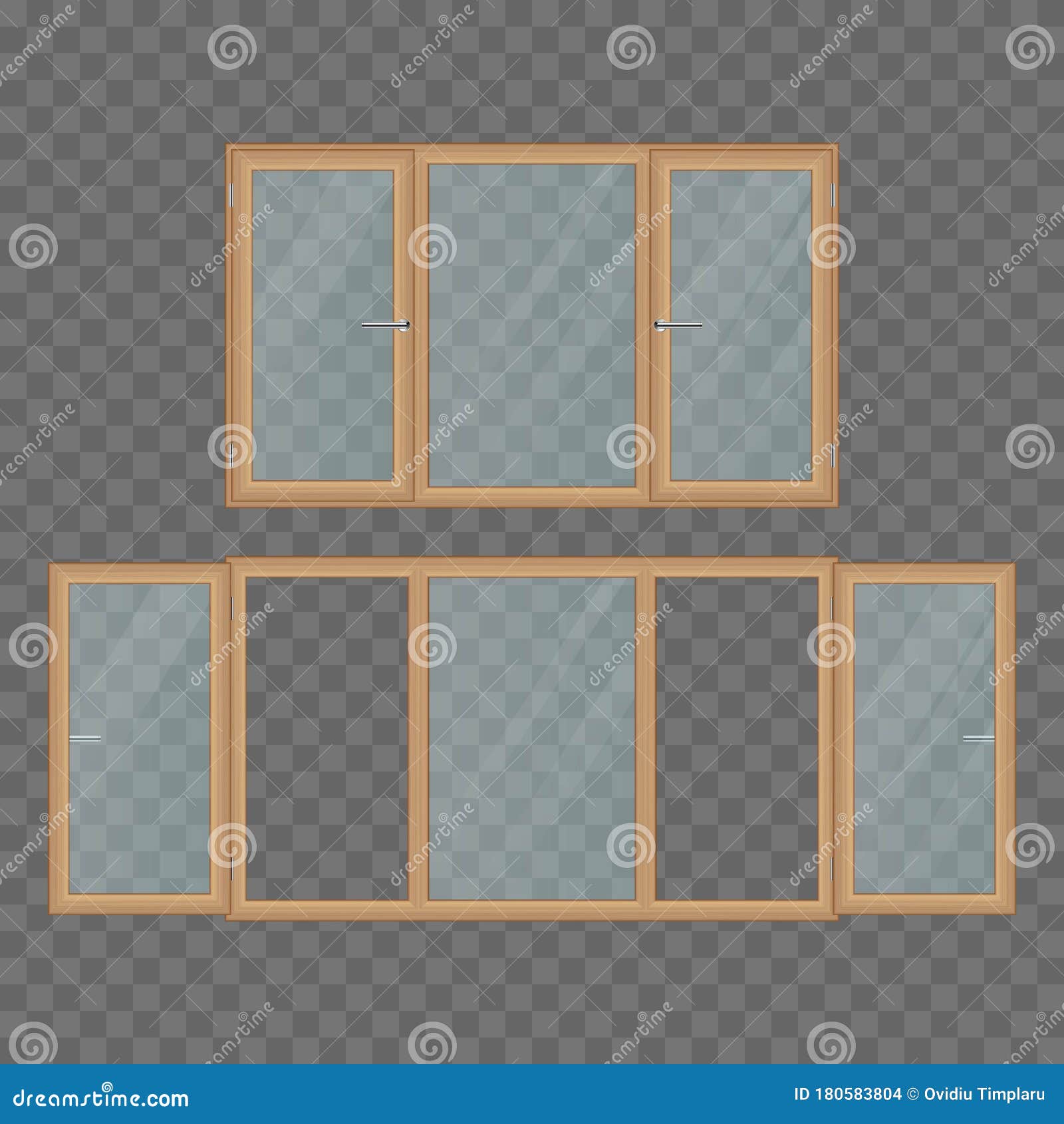 Wooden Windows Set Vector Illustration Isolated Stock Vector ...