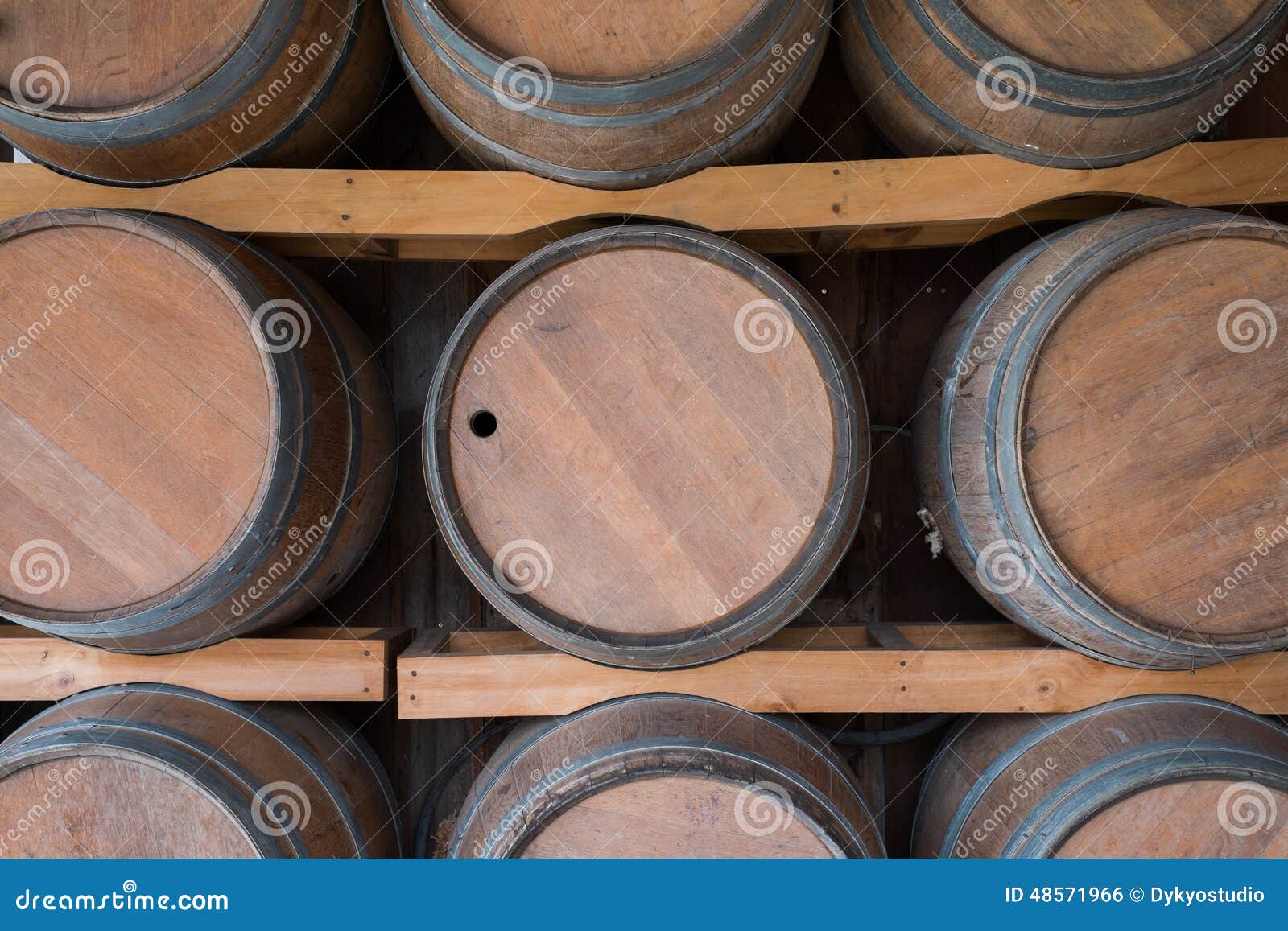 Wooden Wine Barrel in Wine-Vault Stock Photo - Image of head, lager ...