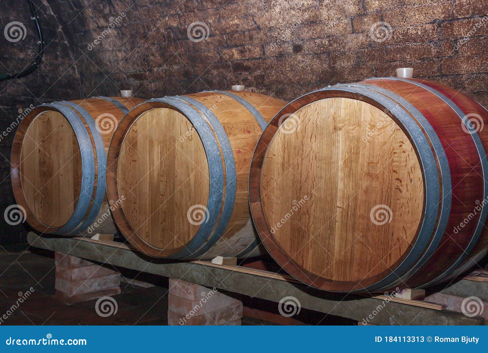 Wooden Wine Barrels in a Wine Cellar Stock Image - Image of winebarrel ...