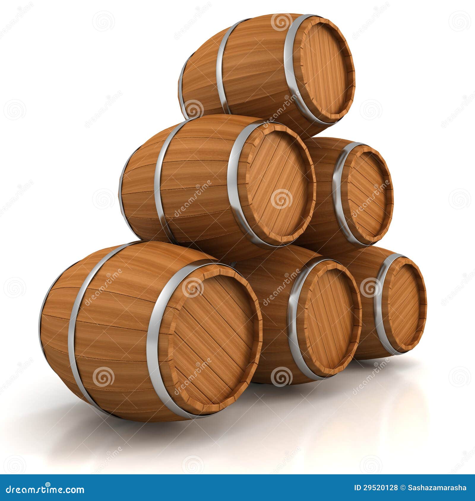 Wooden Wine Barrels Pyramid on White Stock Illustration - Illustration ...
