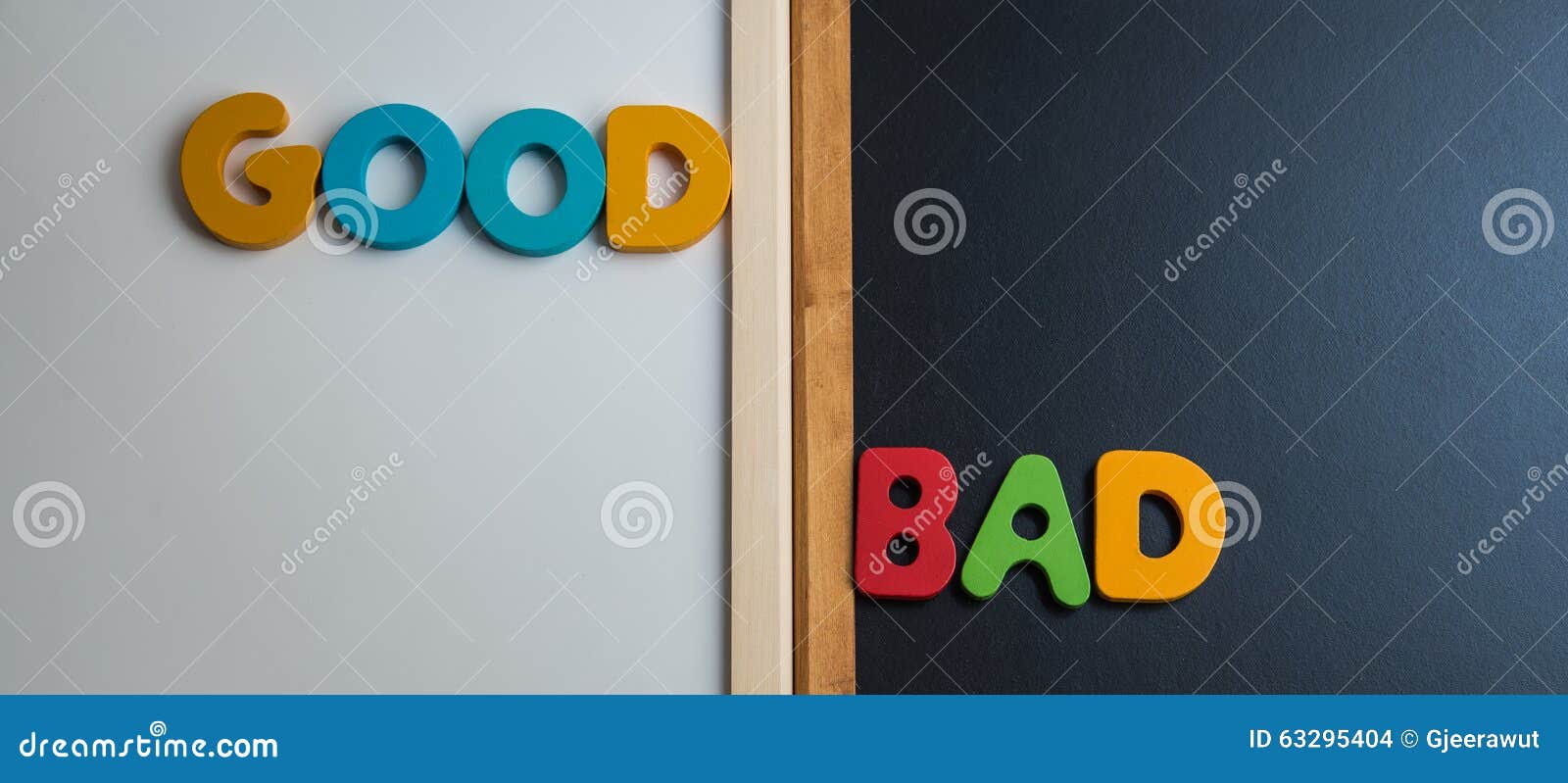 Wooden Word GOOD and BAD on Black Board and White Board Stock Photo ...
