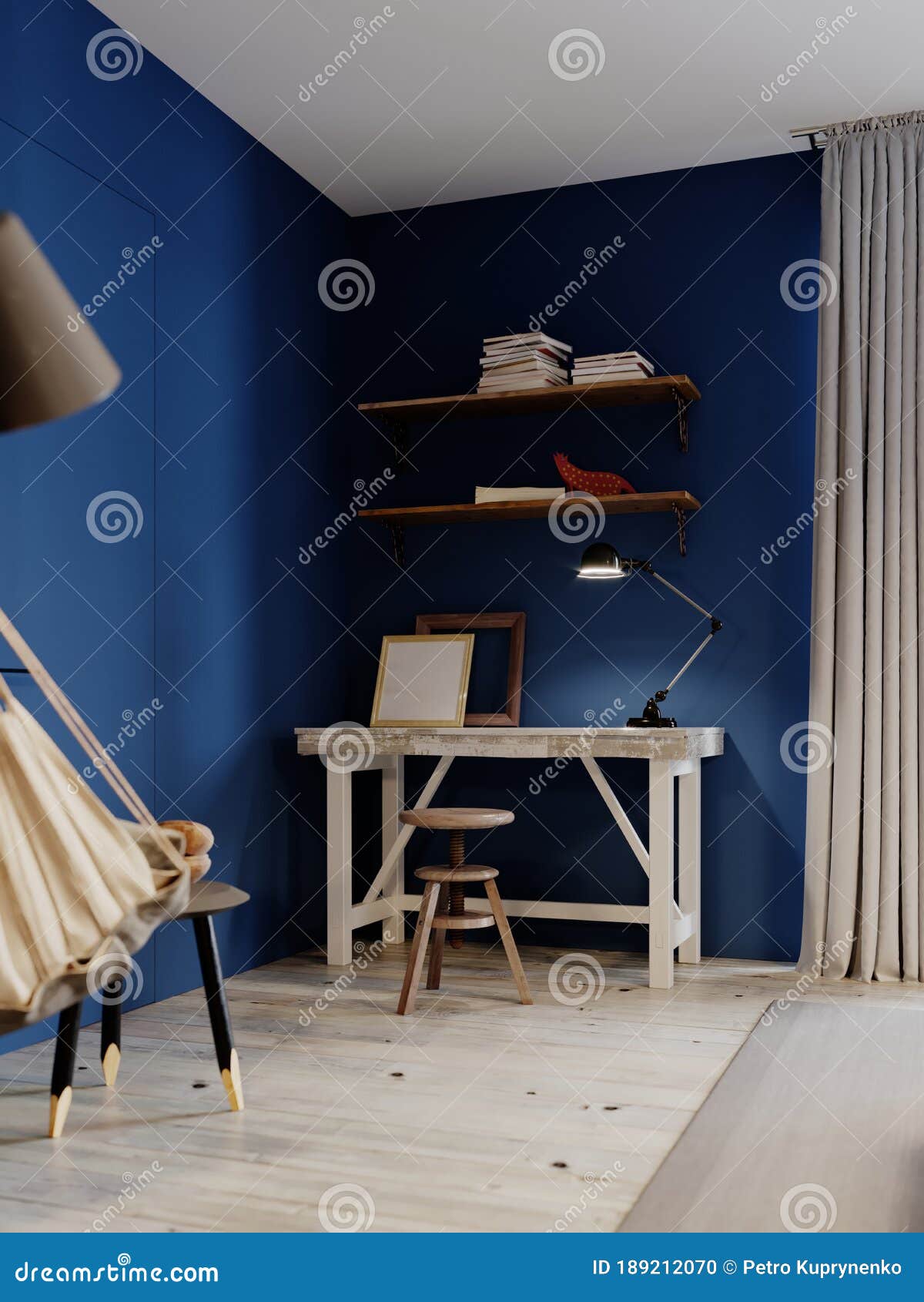 Wooden Work Table With Green Top In Dod Procter Style Stock Photography ...
