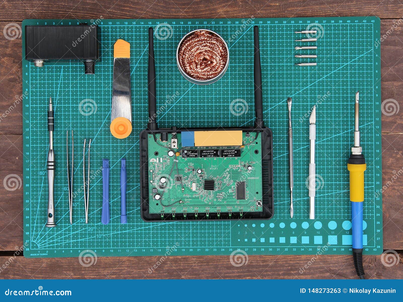 Electronics Repair on the Desktop with Tools. Top View Stock Image ...