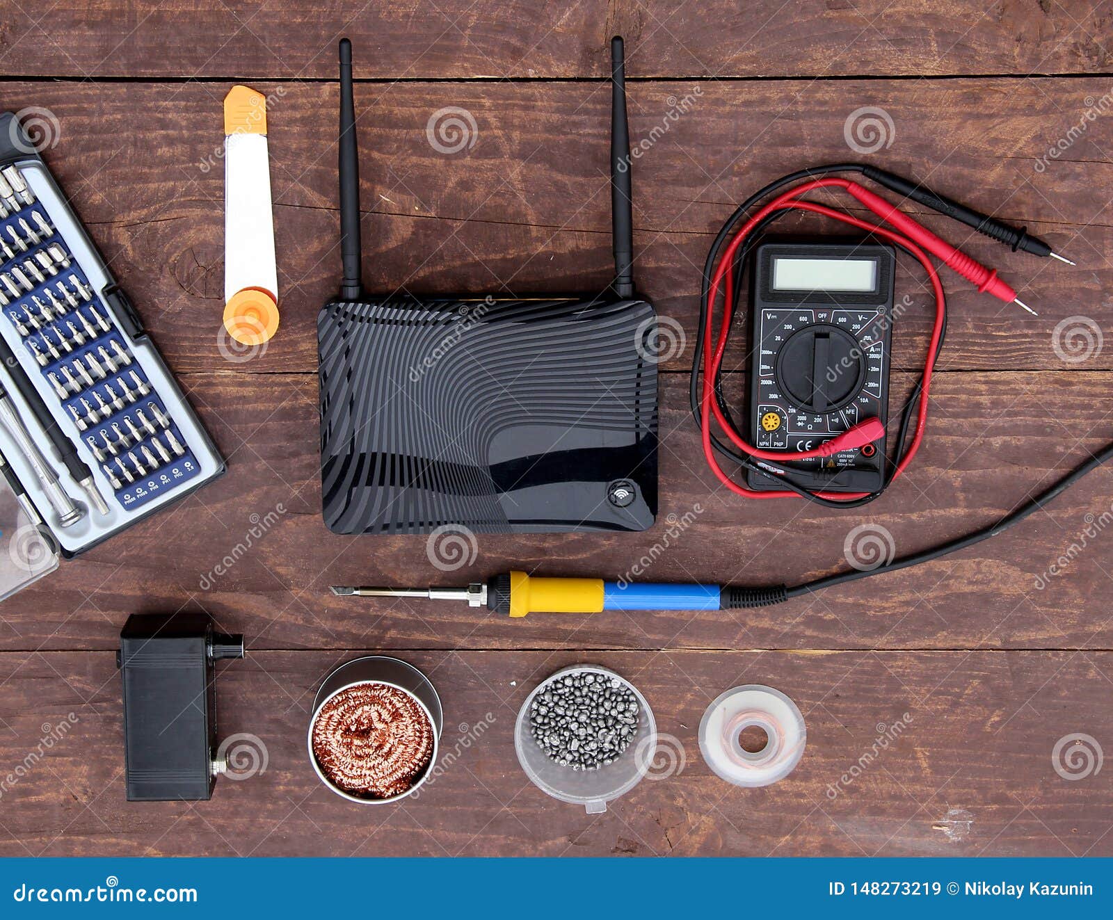 Electronics Repair on the Desktop with Tools. Top View Stock Image ...