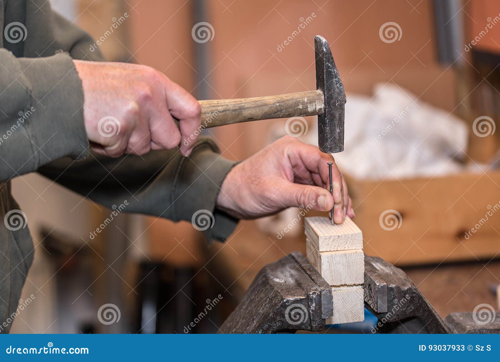 Wooden Workpiece on the Vise Stock Image - Image of timber, repair ...