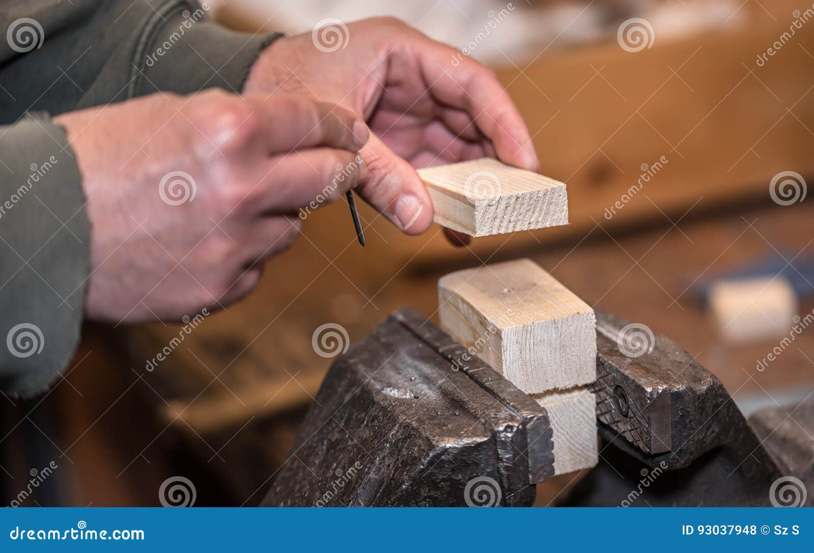 Wooden Workpiece on the Vise Stock Photo - Image of craftsman, object ...