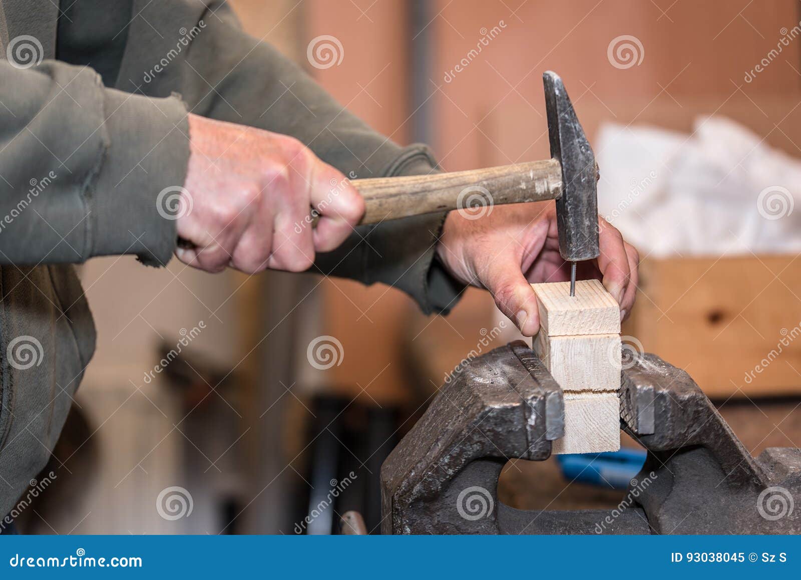 Wooden Workpiece on the Vise Stock Image - Image of equipment, fixing ...