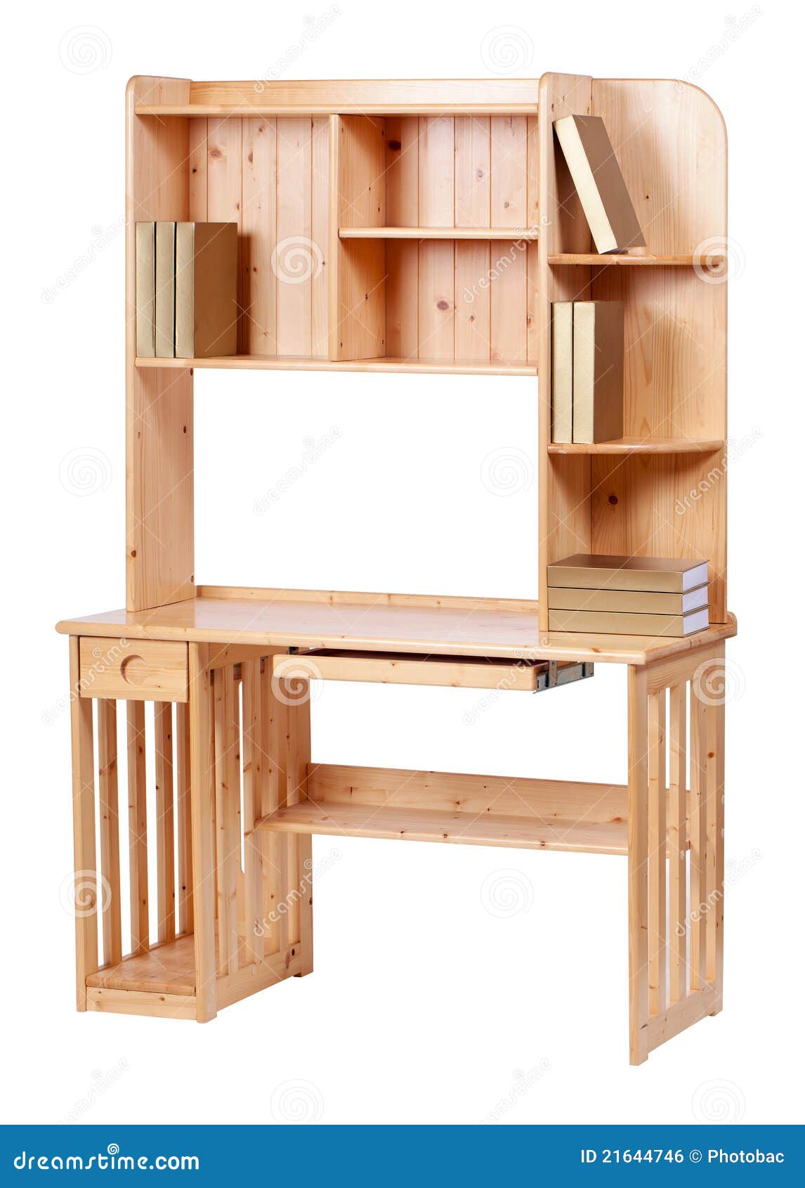 Wooden Workstation Over White, with Clipping Path Stock Photo - Image ...