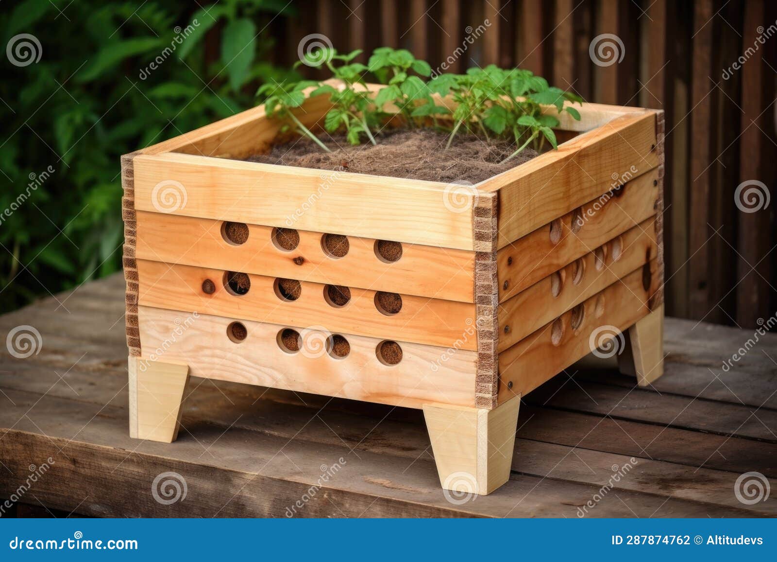 Wooden Worm Farm Box with Ventilation Holes Stock Illustration ...