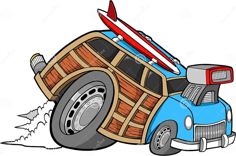 Woodie Car Vector stock vector. Illustration of clip, surfboard - 5050533