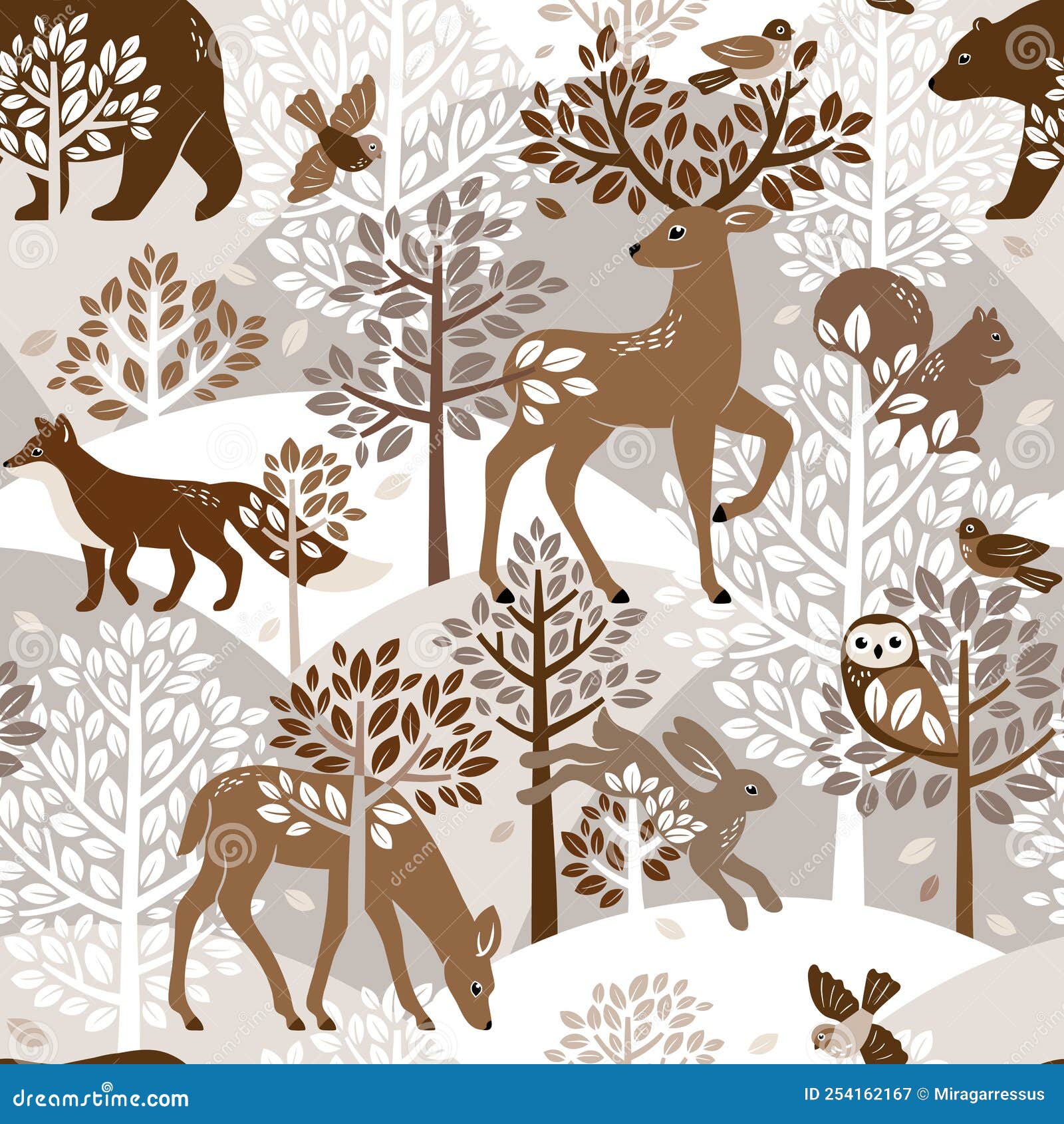 Scandinavian Woodland Pattern. Stock Vector - Illustration of fabric ...