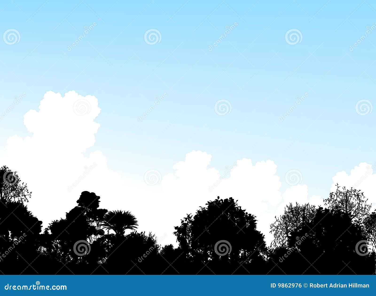 Woodland treetops stock vector. Illustration of weather - 9862976