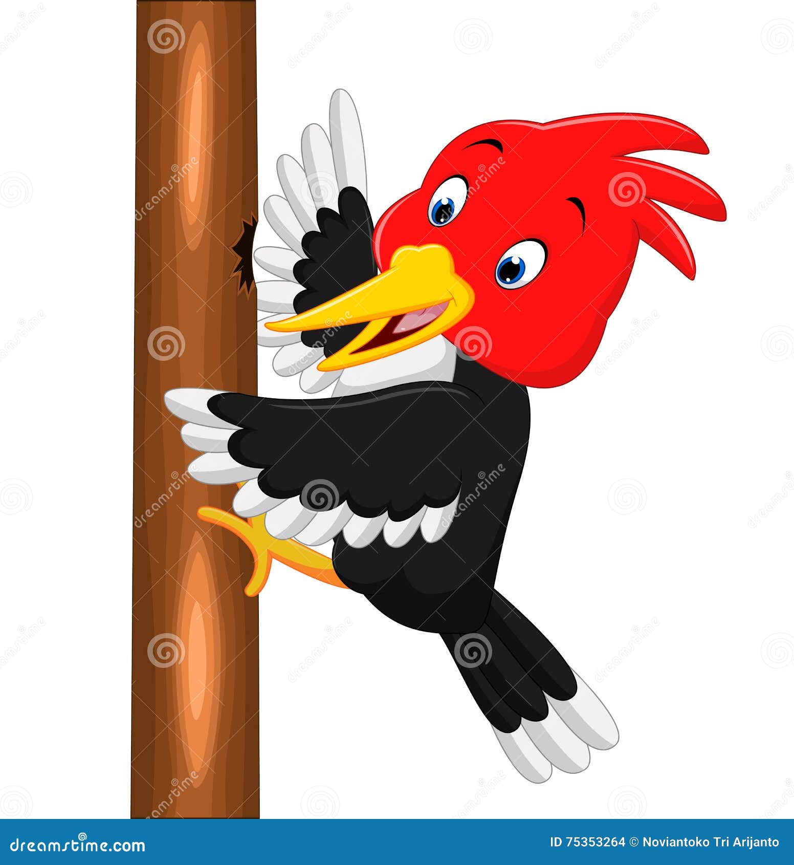 Woodpecker bird cartoon stock vector. Illustration of wood - 75353264