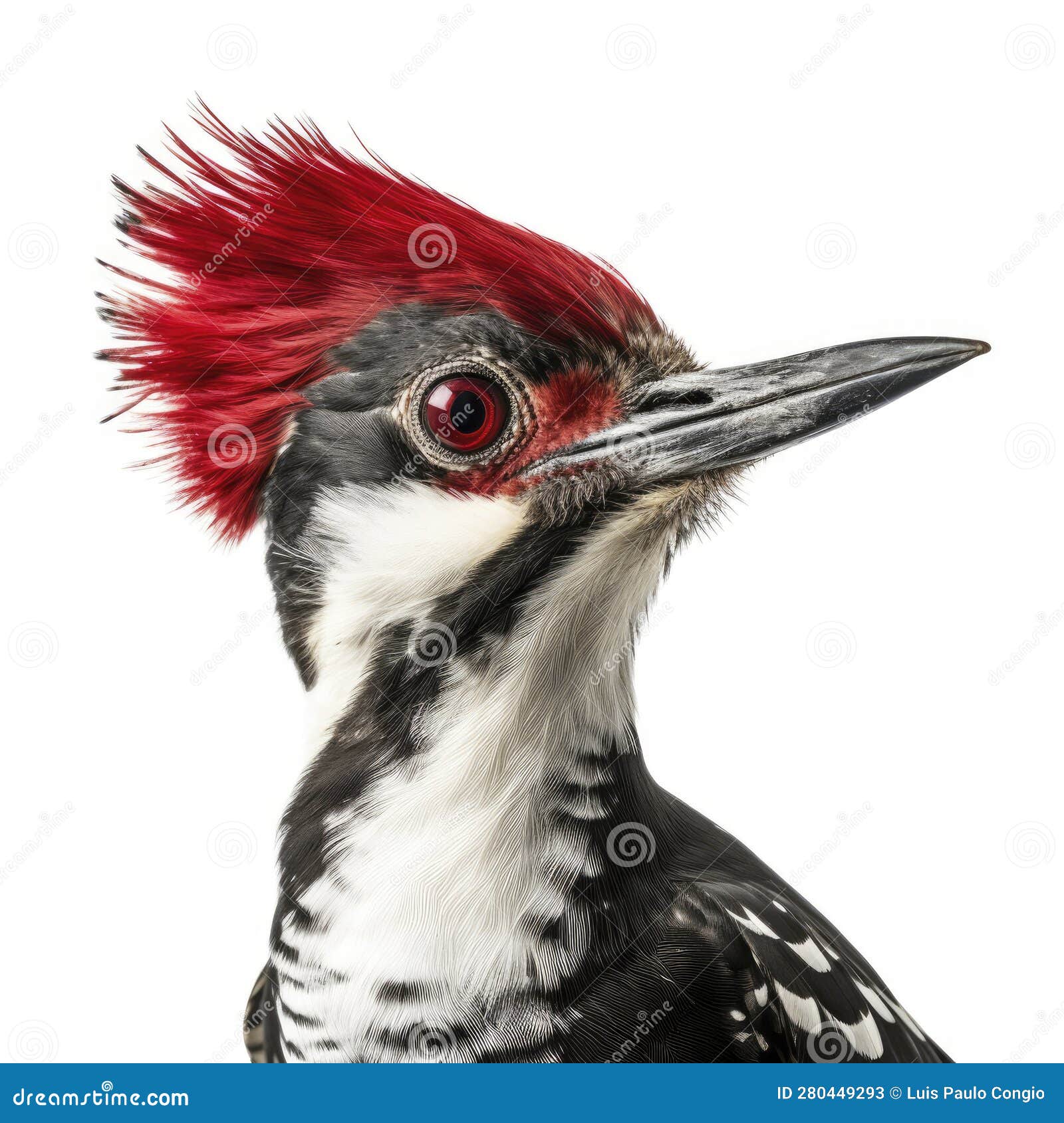 A Woodpecker, Bird with Red Crest Stock Image - Illustration of ...