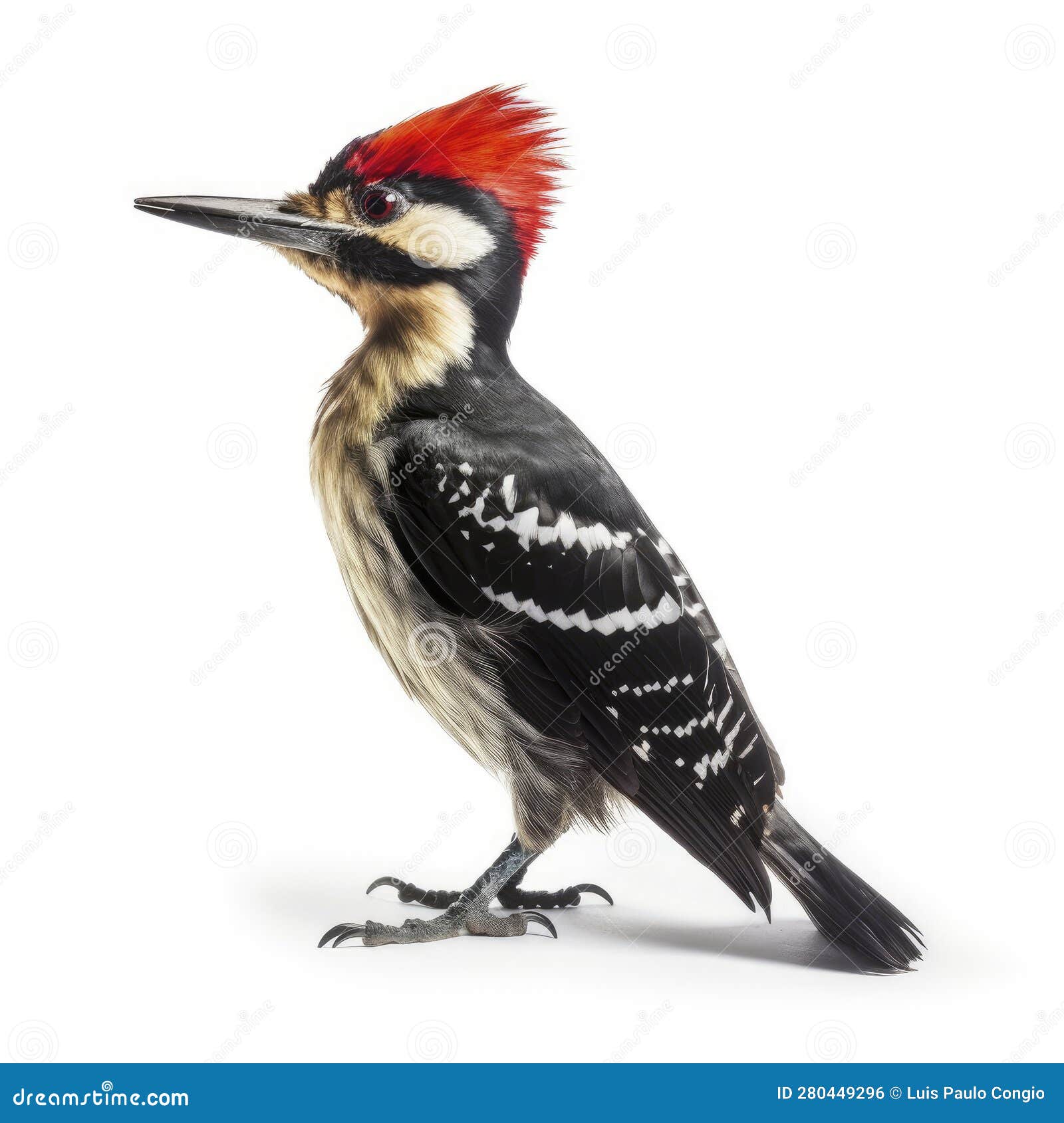 A Woodpecker, Bird with Red Crest Stock Photo - Image of feathers ...