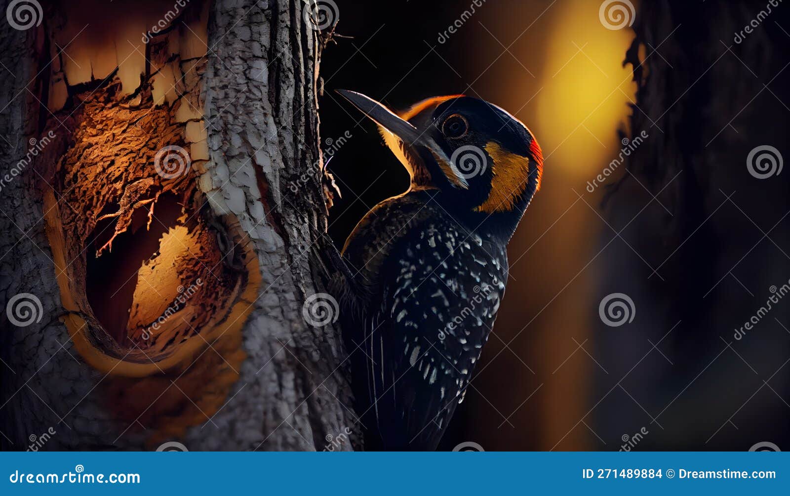 Woodpecker Pecking Tree Drawing Cartoon Vector | CartoonDealer.com ...
