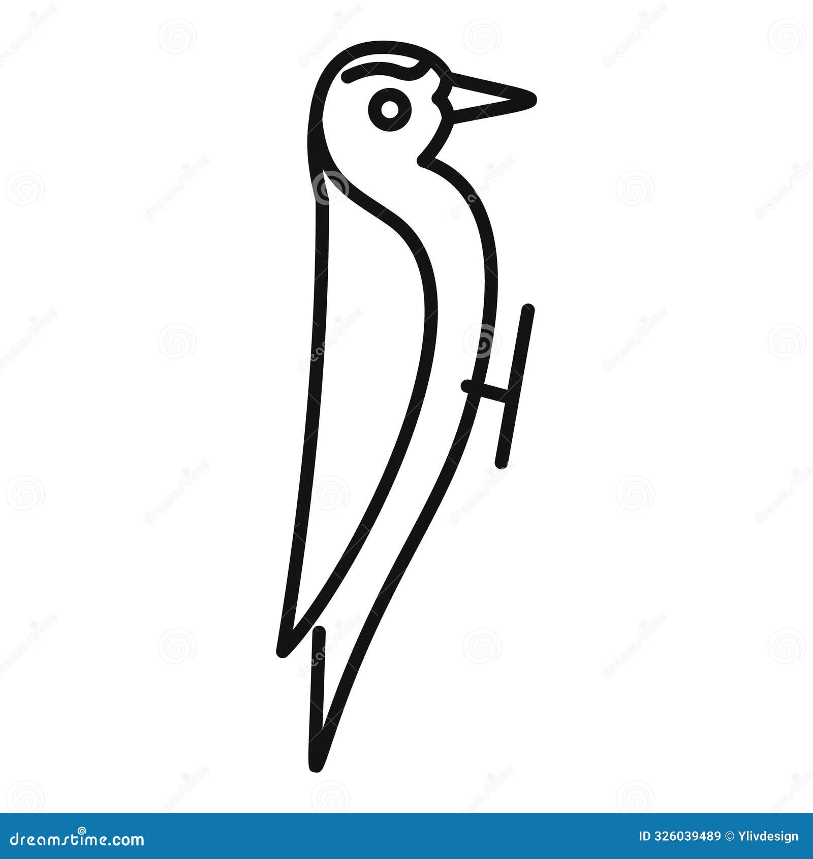 Line Art Woodpecker Standing Side View Icon Stock Photo | CartoonDealer ...