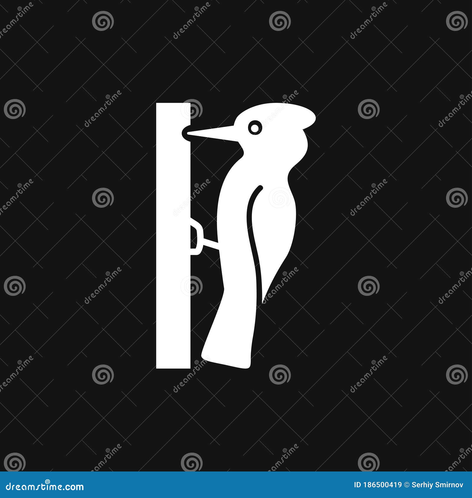 Woodpecker Vector Icon. Bird Symbol Isolated on Background Stock ...