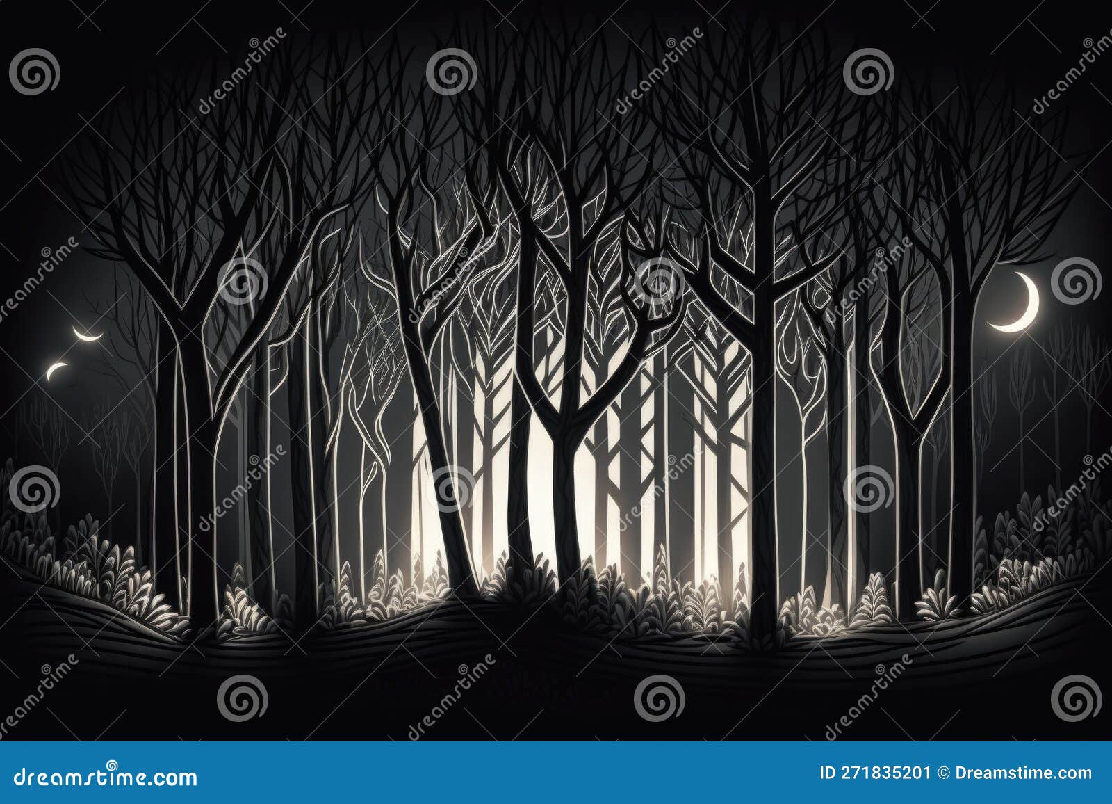 Woods that are Dark and Foreboding Stock Illustration - Illustration of ...