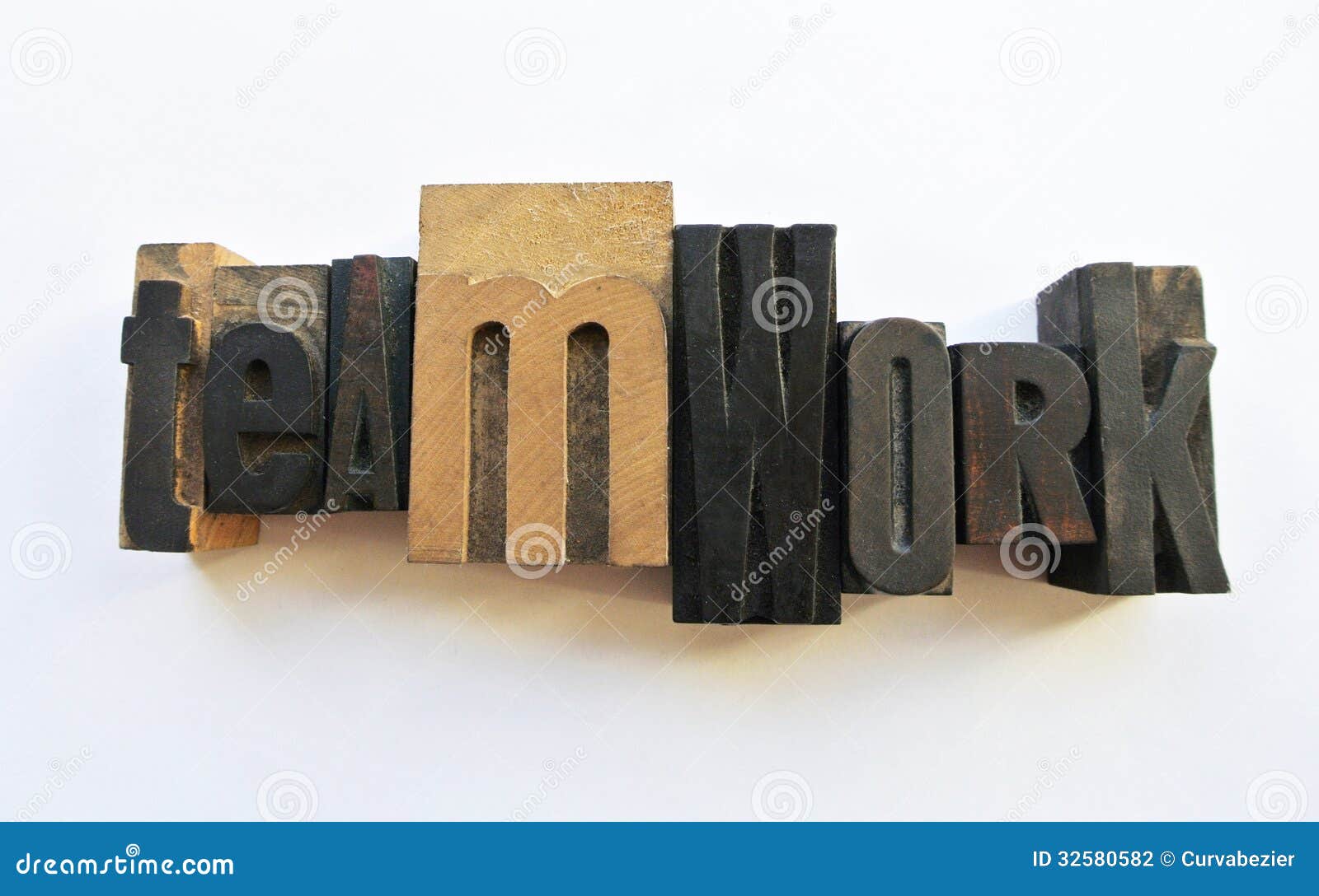 Woodtype letters teamwork stock photo. Image of business - 32580582
