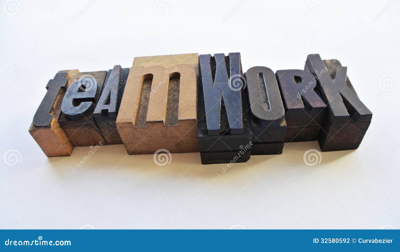 Woodtype letters teamwork stock photo. Image of woodtype - 32580592