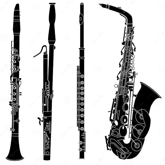 Woodwind Musical Instruments in Vector Stock Vector - Illustration of ...
