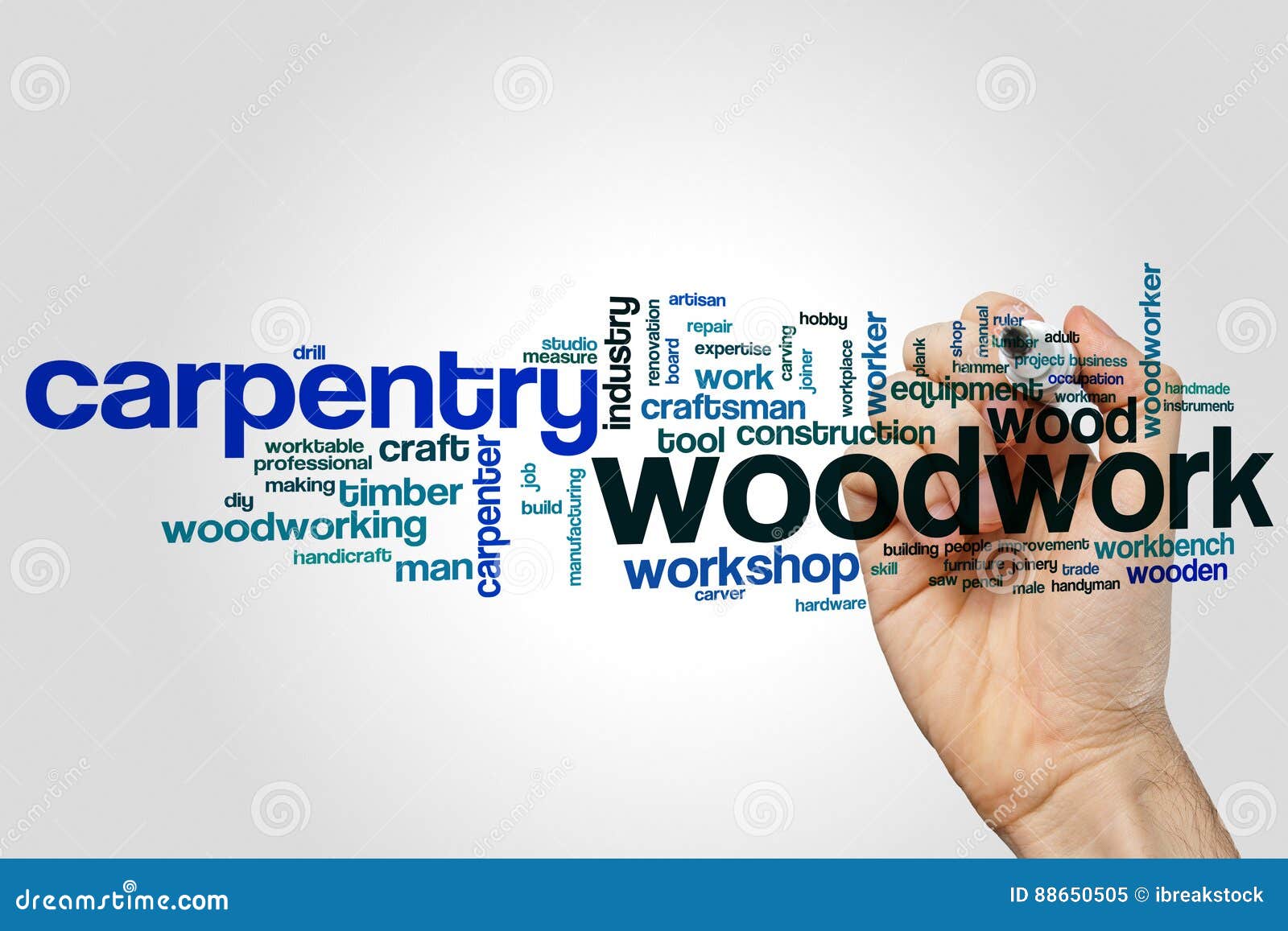 Woodwork word cloud stock image. Image of artisan, joinery - 88650505