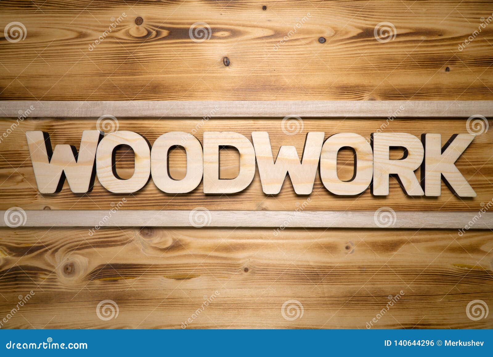 WOODWORK Word Made with Building Blocks on Wooden Board Stock Photo ...