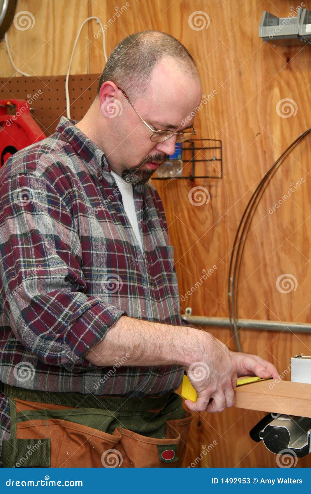 A woodworker stock image. Image of shirt, work, timber - 1492953