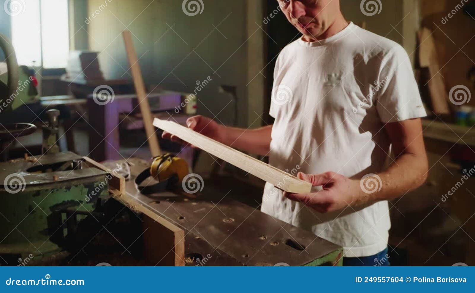Woodworker Checking Just Made Moulding Stock Footage - Video of shaper ...