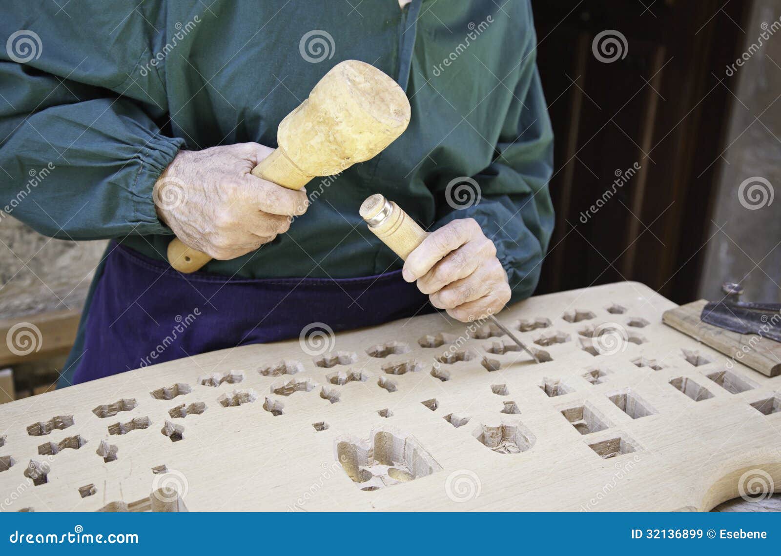Woodworker with chisel stock image. Image of human, construction - 32136899