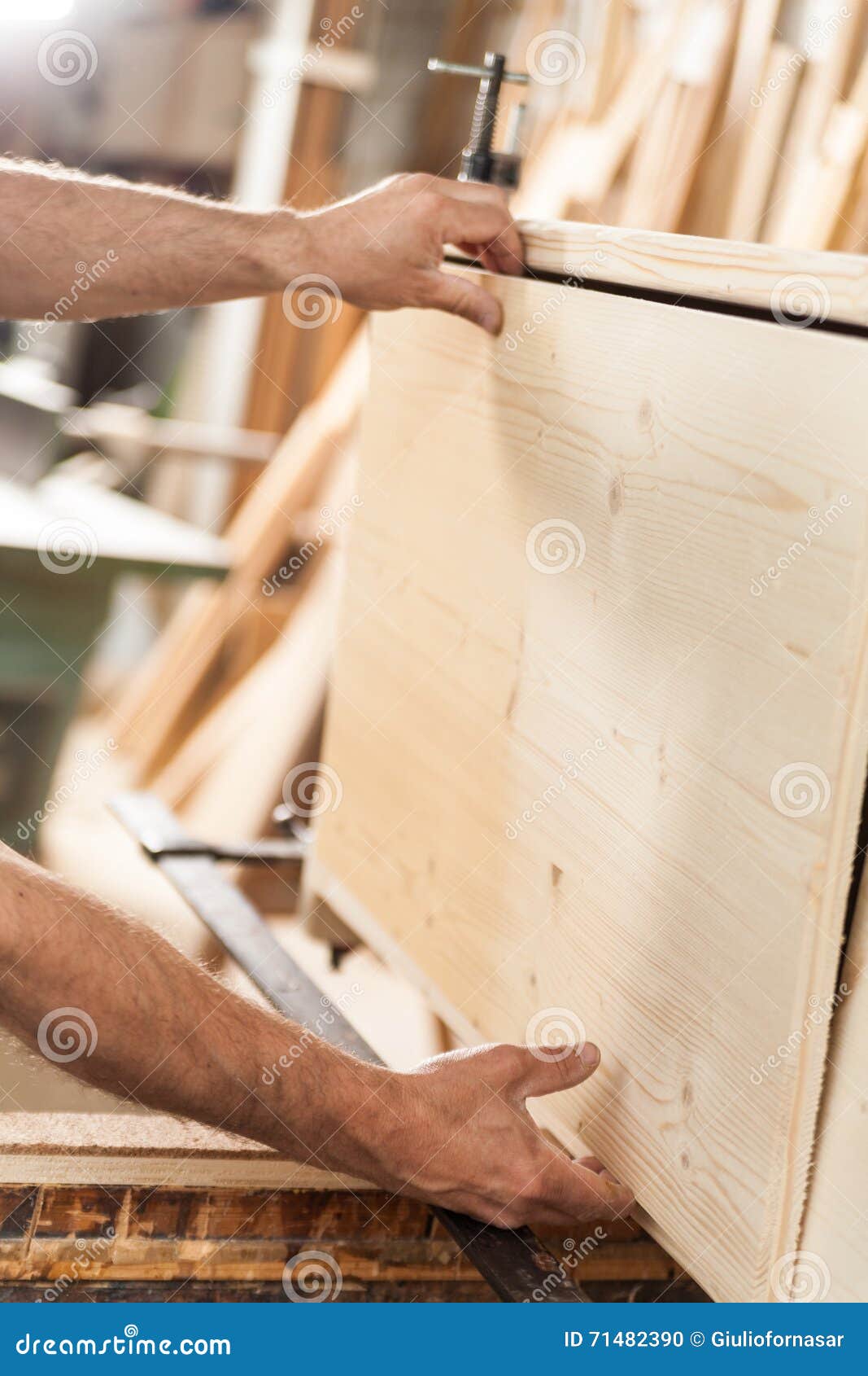 Woodworker Hands with Wooden Board Stock Photo - Image of joinery, real ...