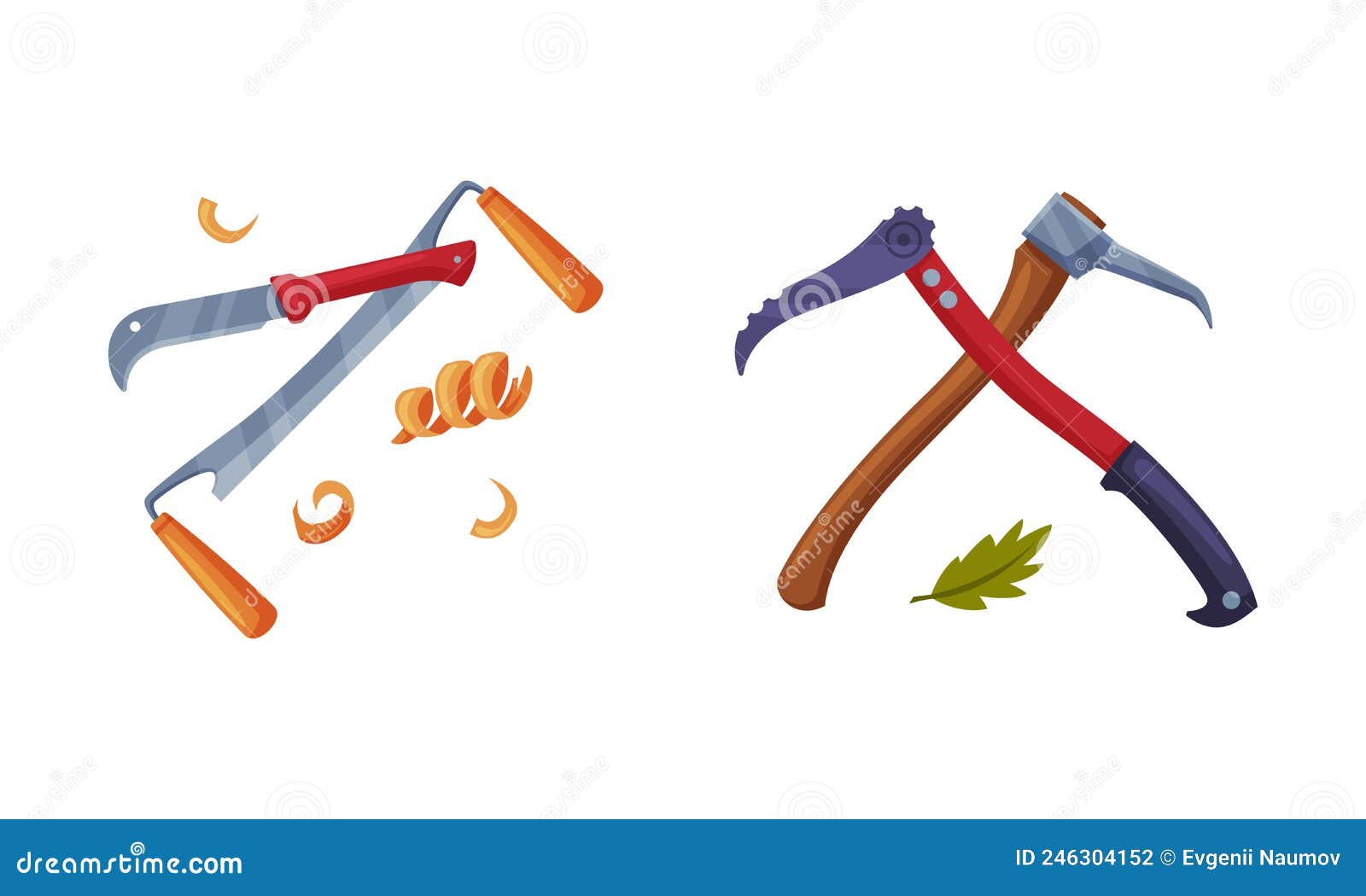 Woodworker and Lumberjack Tools Set. Equipment for Wood Processing and ...