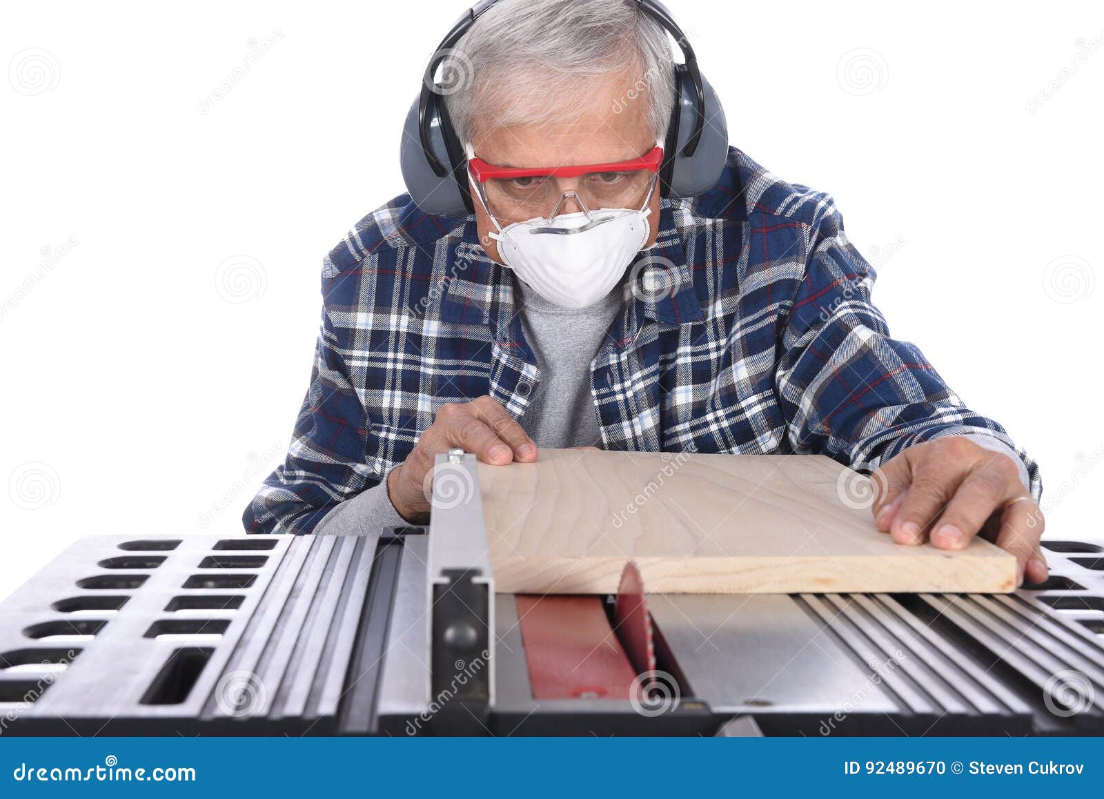 Woodworker Using a Table Saw. Stock Photo - Image of gear, laborer ...