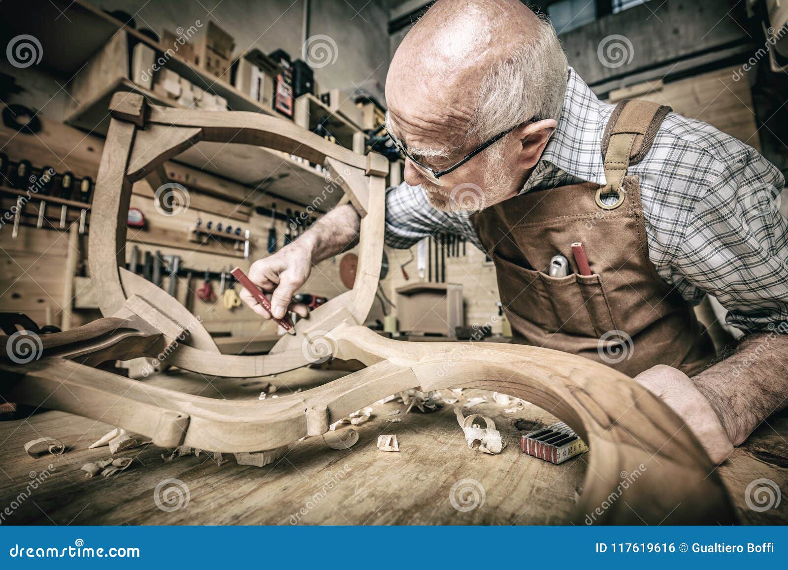 Woodworker at work stock photo. Image of artisan, people - 117619616