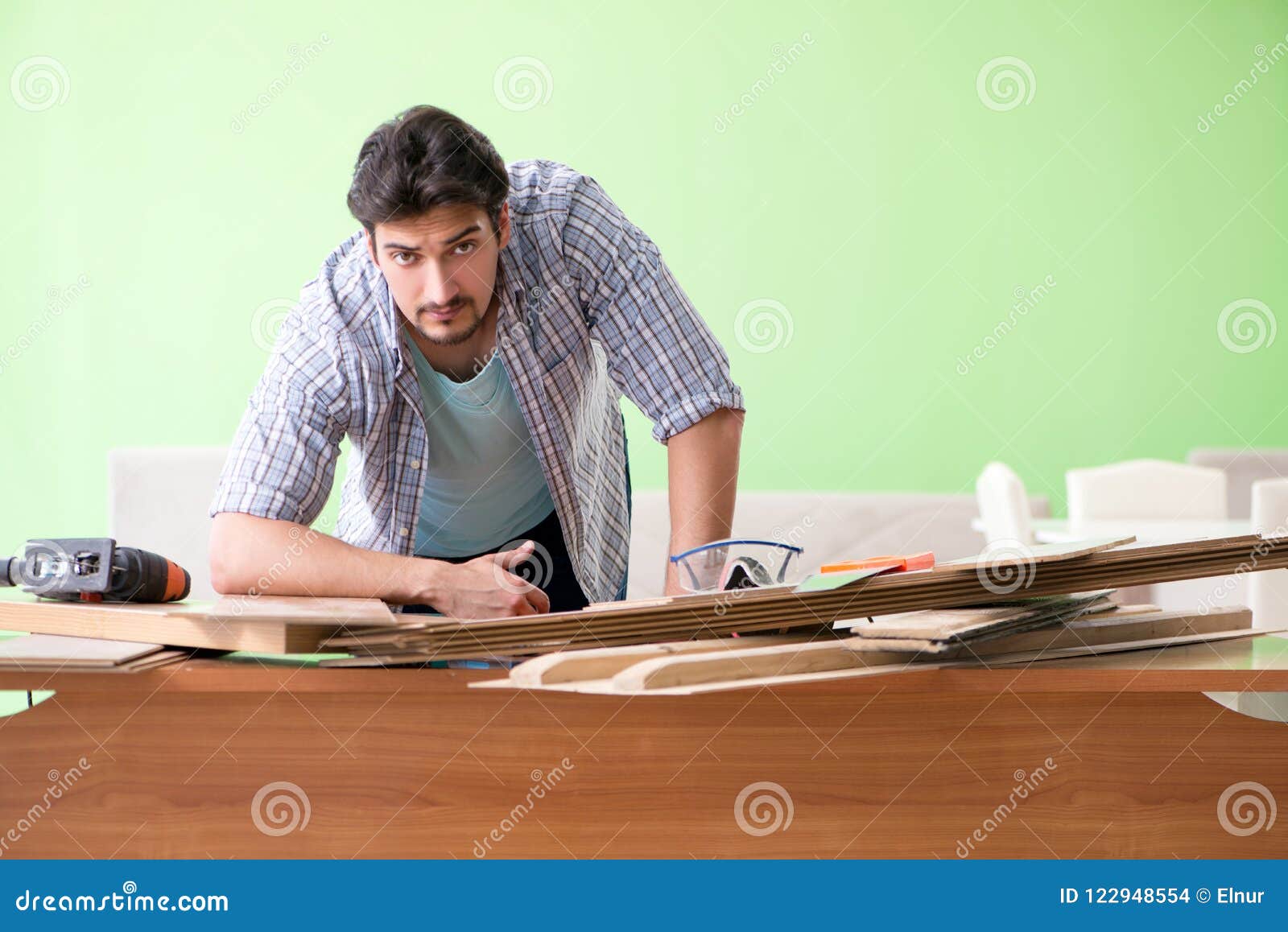 The Woodworker Working in His Workshop Stock Photo - Image of ...
