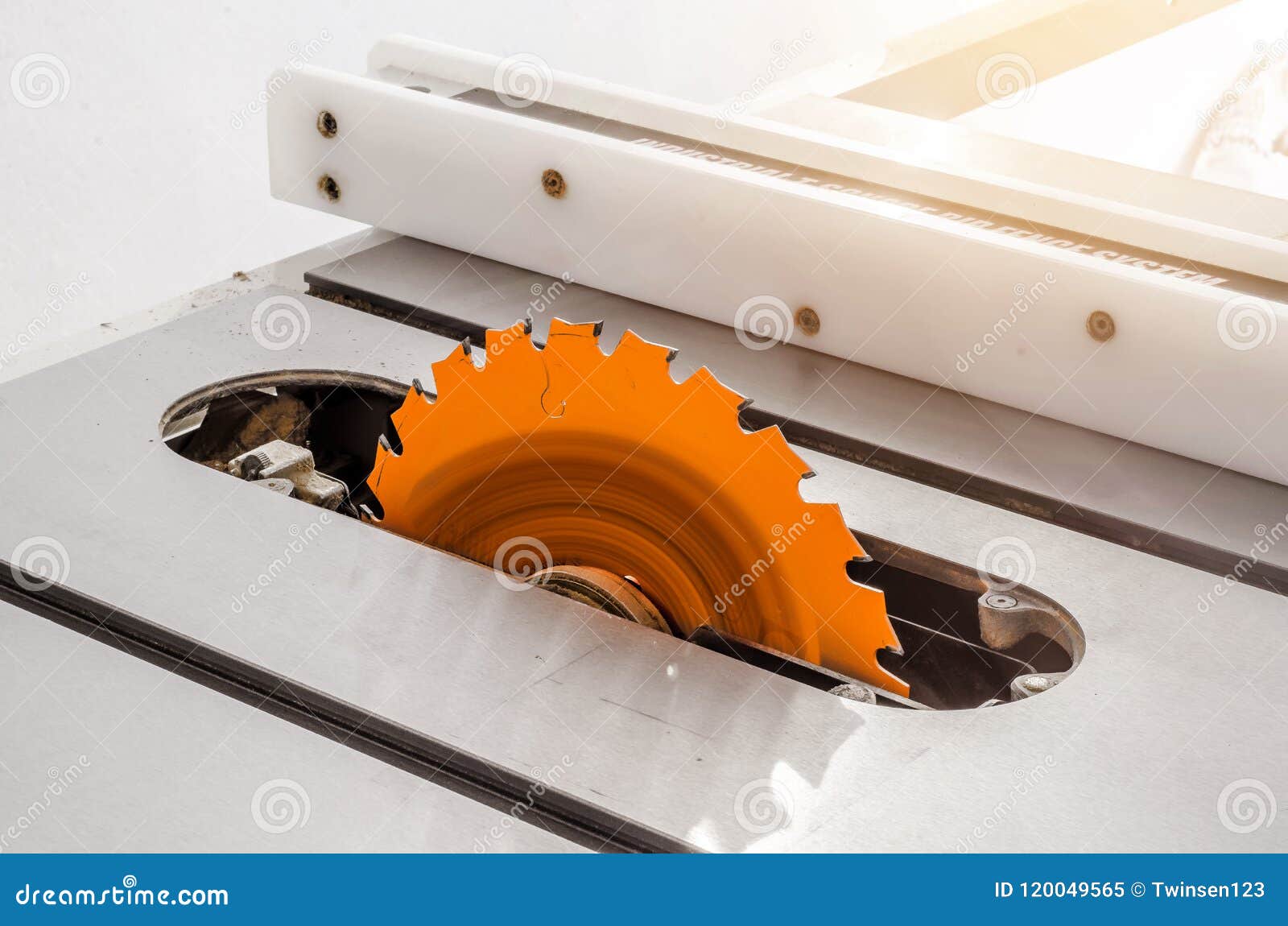 Woodworking, Adjustable Circular Saw in the Workshop Stock Image ...