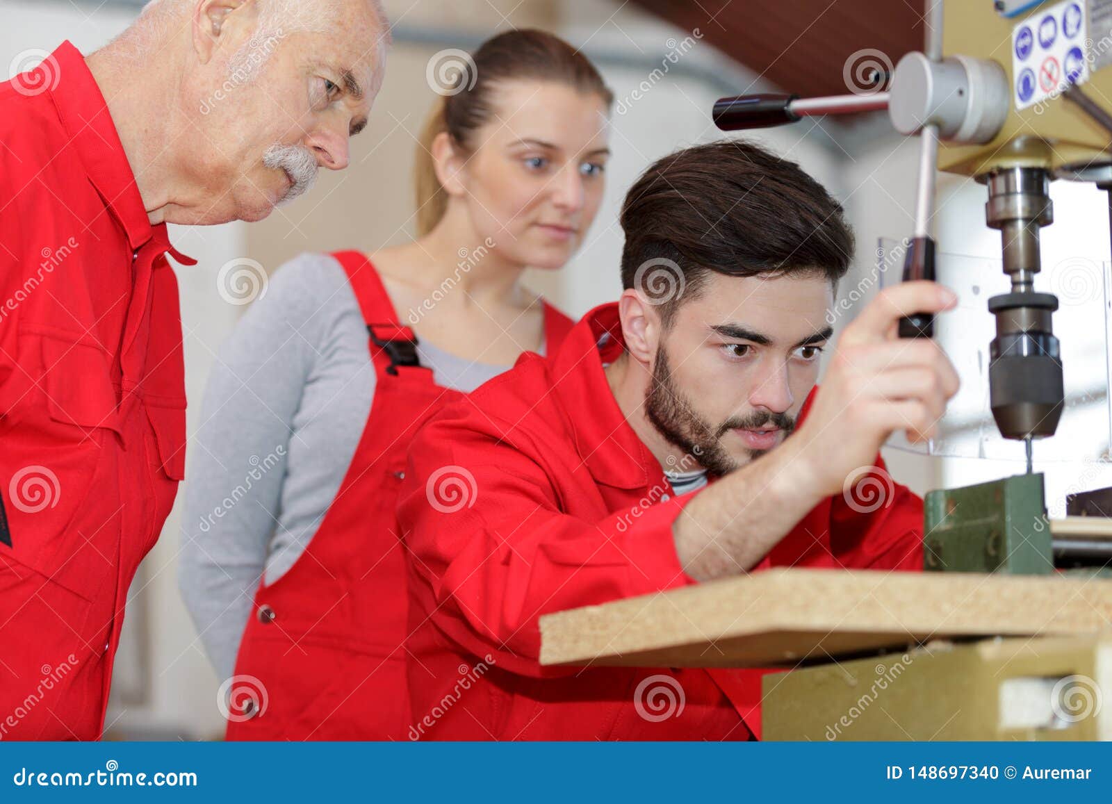 Woodworking Apprentice Adjusting Lathe Lever Stock Photo - Image of ...