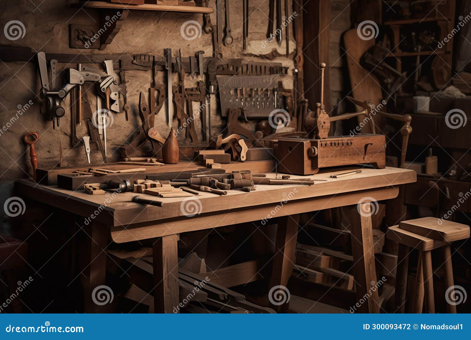 Woodworking and Carpentry Workplace with Different Tools. Generative AI ...