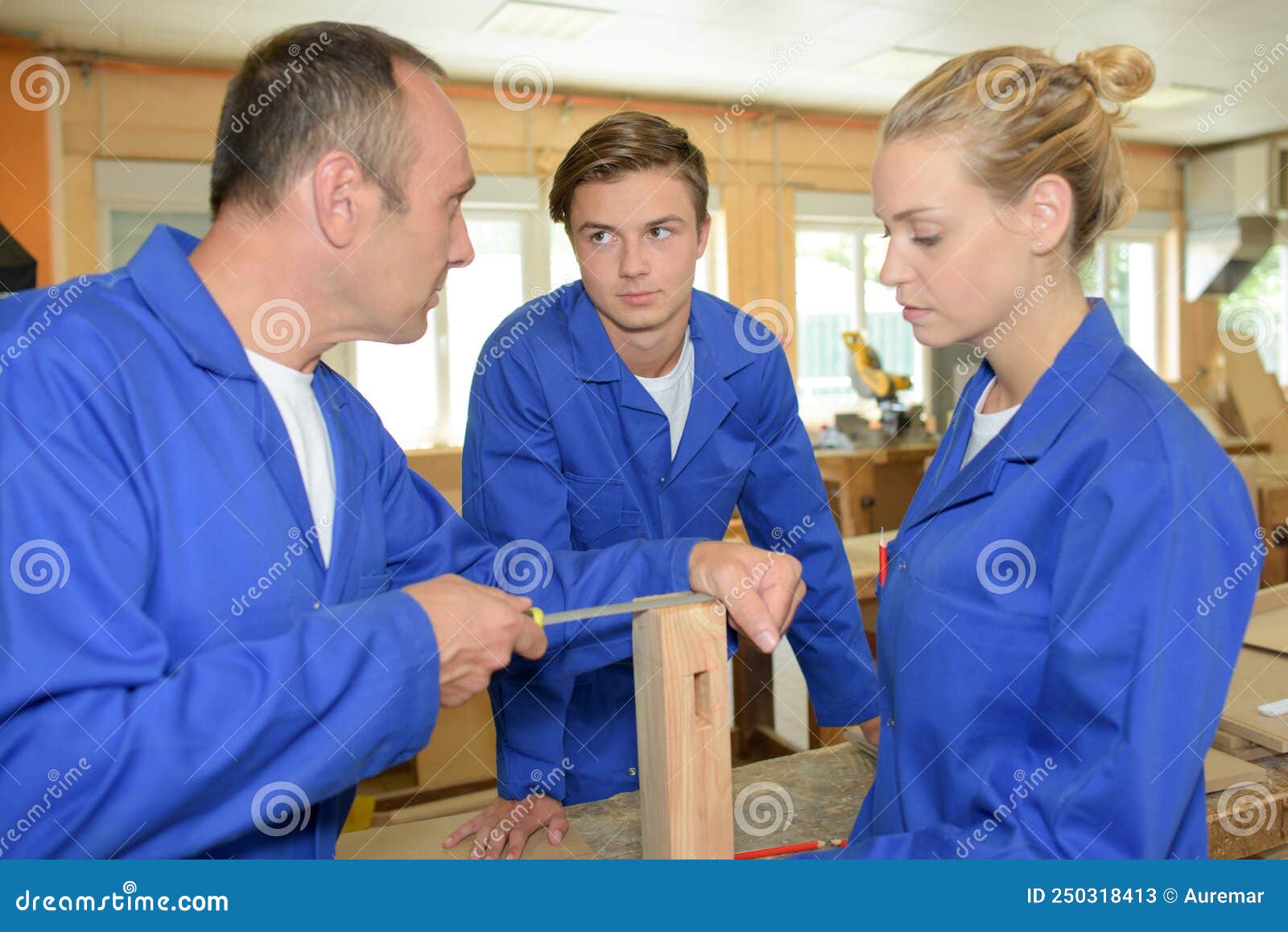 Woodworking Class and Their Teacher Stock Image - Image of teach ...
