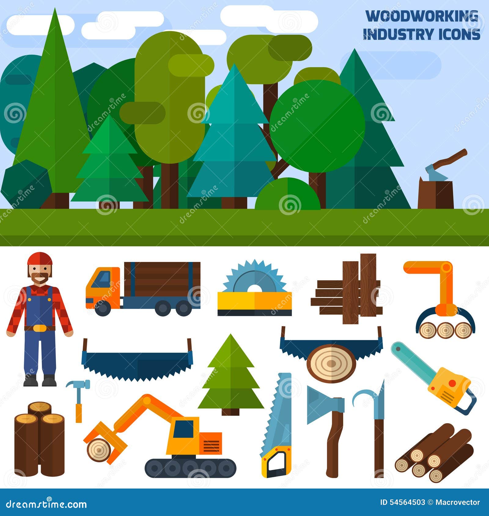 Woodworking Industry Bold Black Silhouette Icons Set Isolated On White ...