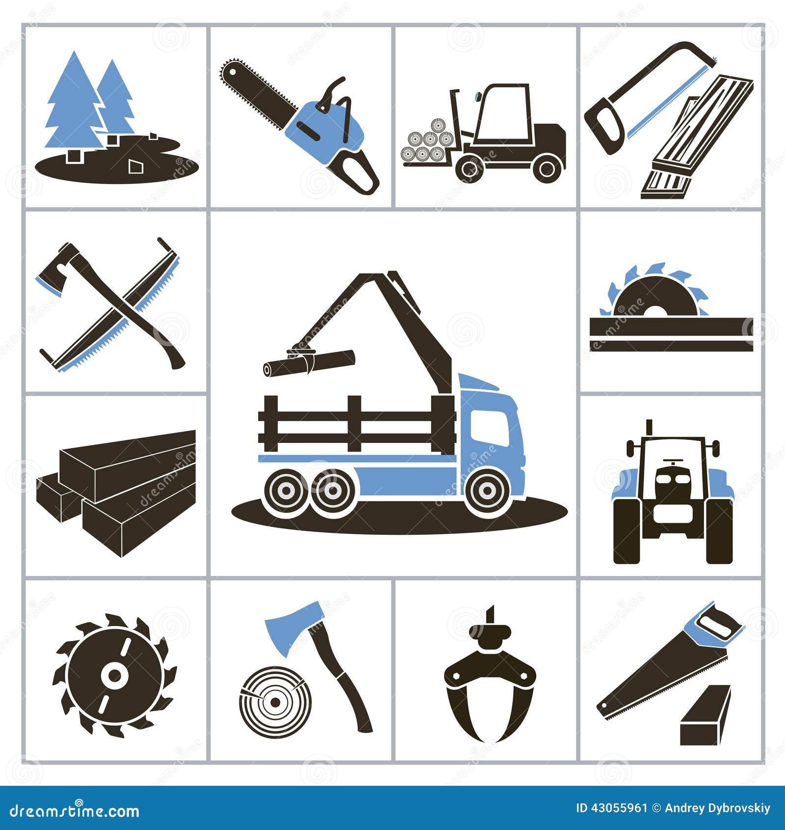 Woodworking industry icons stock vector. Illustration of technology ...