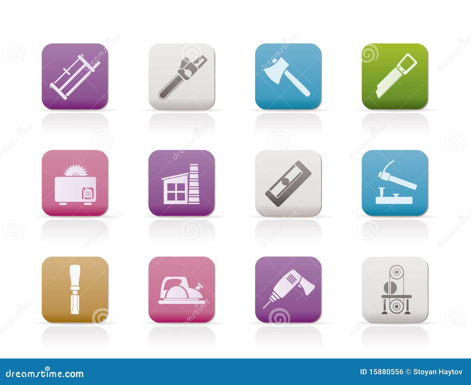 Woodworking Industry and Woodworking Tools Icons Stock Vector ...