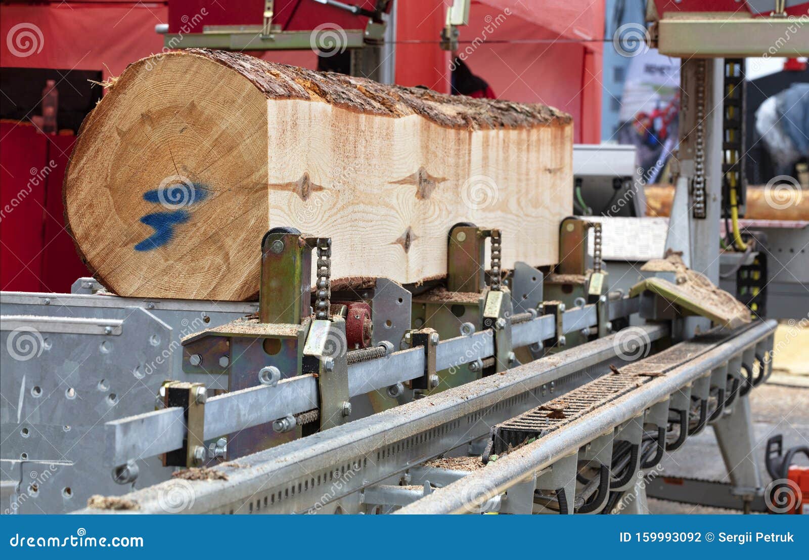 Woodworking, Large Logs in a Modern Sawmill Stock Photo - Image of ...