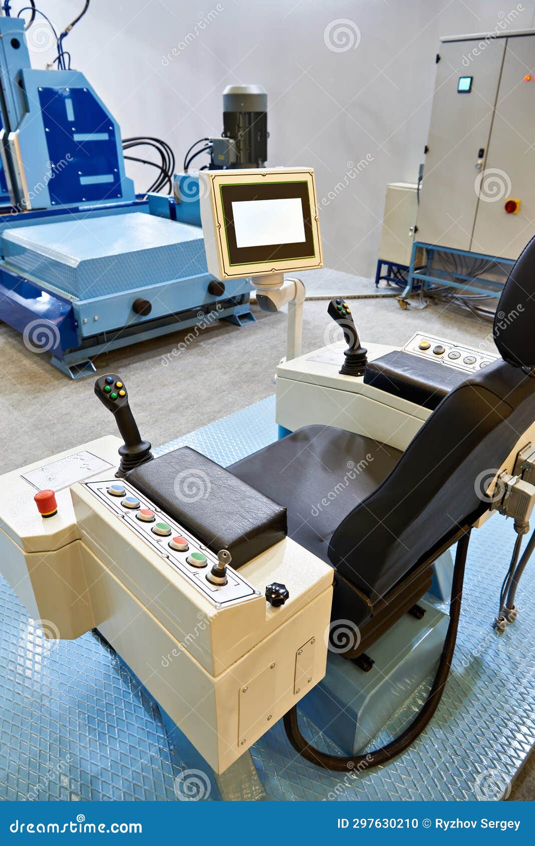Woodworking Machine Operator Workplace with Joystick Stock Photo ...