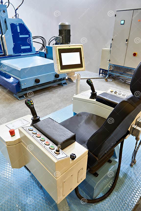 Woodworking Machine Operator Workplace with Joystick Stock Photo ...