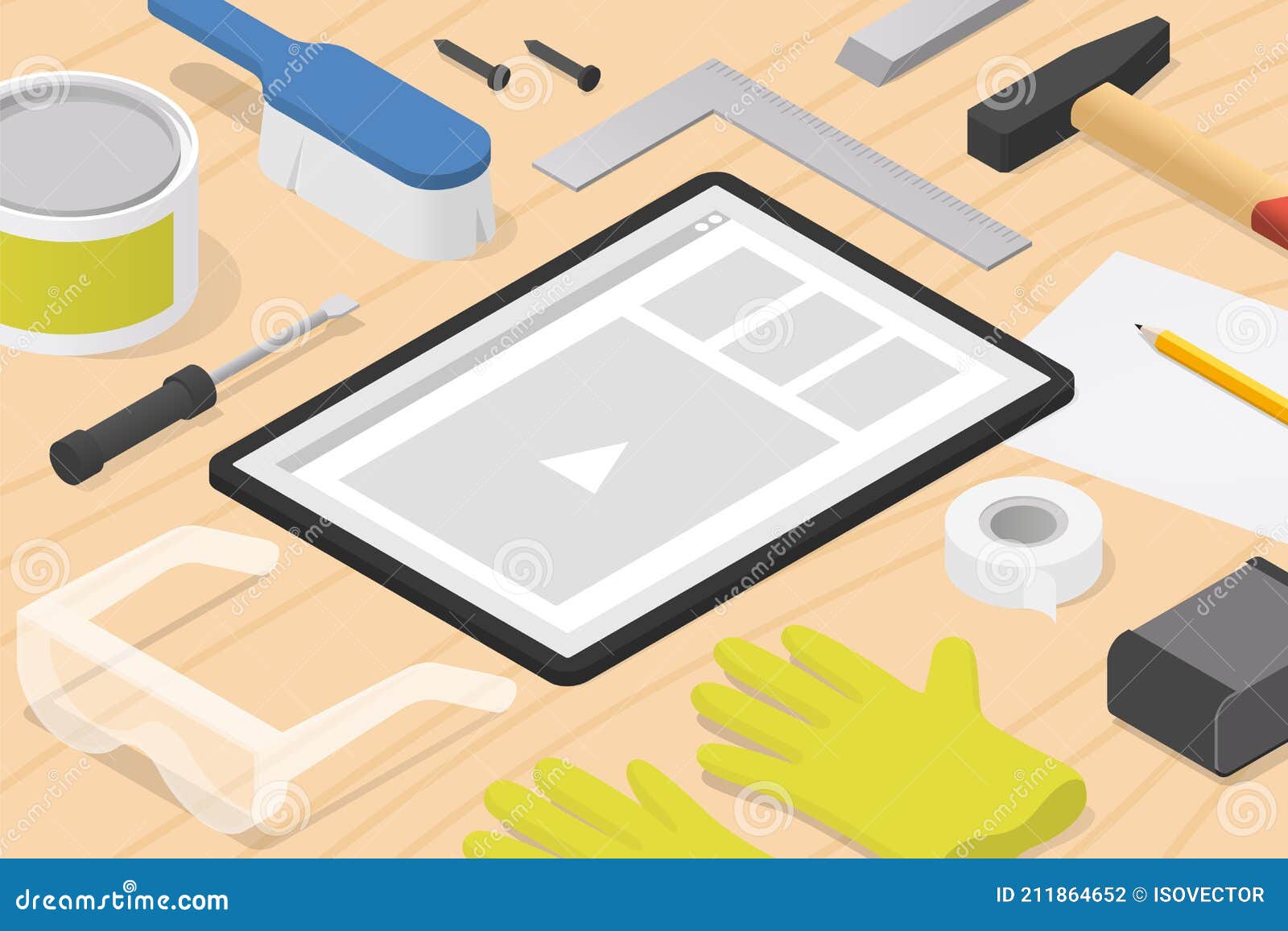 Isometric Woodworking Horizontal Infographics Vector Illustration ...