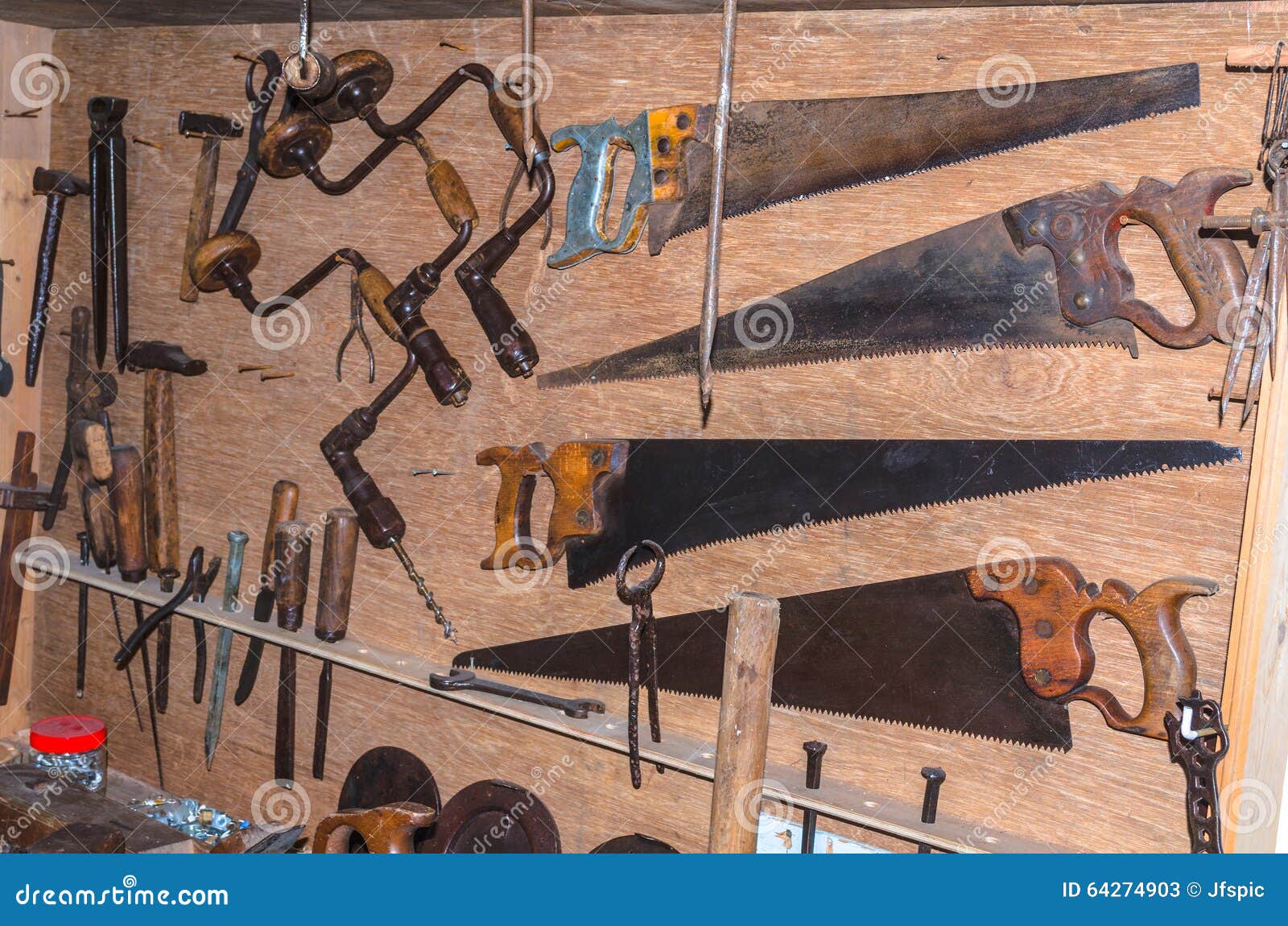 Woodworking Tools in a Carpenter S Workshop. Stock Image - Image of ...
