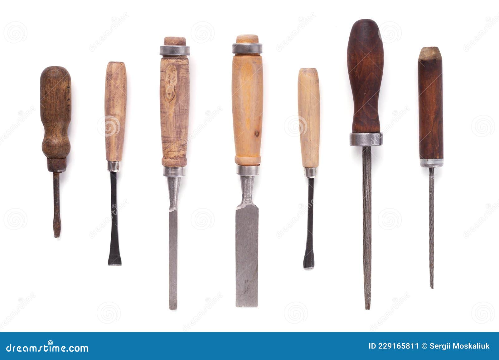 Woodworking Tools Isolated on White Background. Chisel and Joiner Tool ...