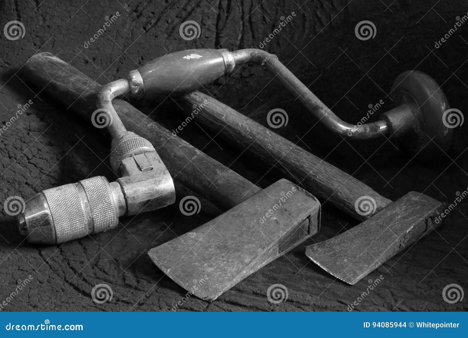 A Set of Traditional Old Vintage Woodworking Tools in Black and White ...